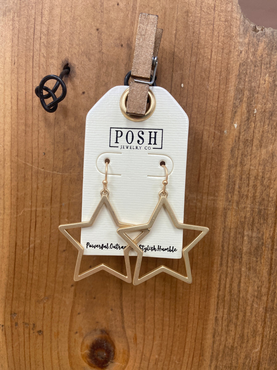 Posh Jewelry Co Woman’s Matte Finish Open Star Earring – Rustic Soul