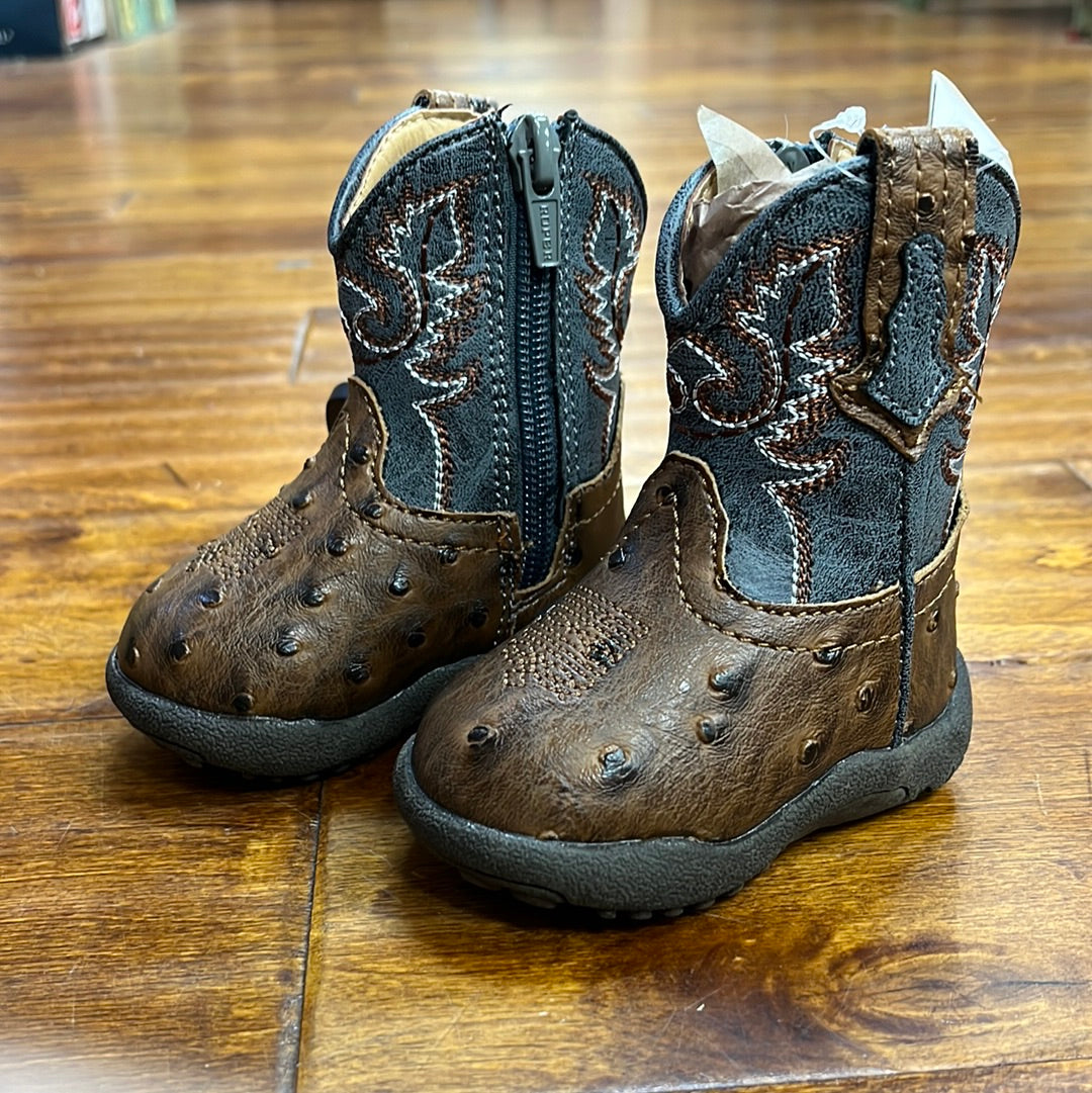 infant roper cowbabies basic boot brown faux ostrich – Rustic Soul