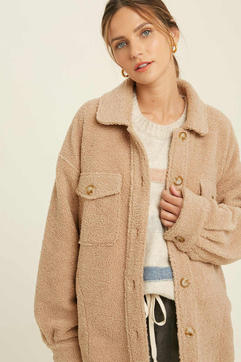 Teddy Bear Button Up Shacket – Rustic Soul
