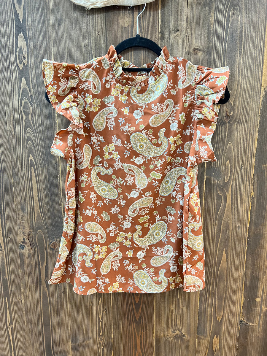 Paisley Flower Ruffle Blouse – Rustic Soul