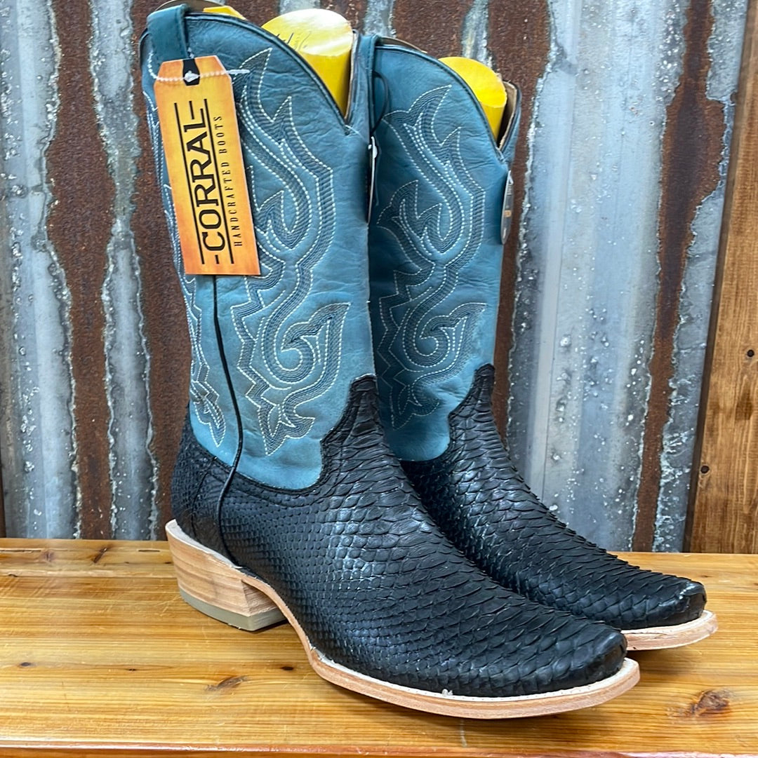 Men’s Corral Black/Blue Python Boots – Rustic Soul