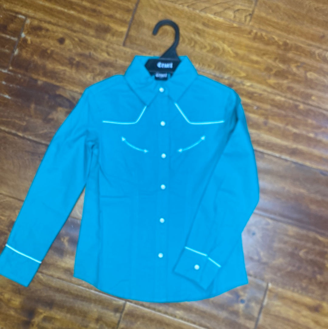 Girls Solid Teal Button Up. – Rustic Soul